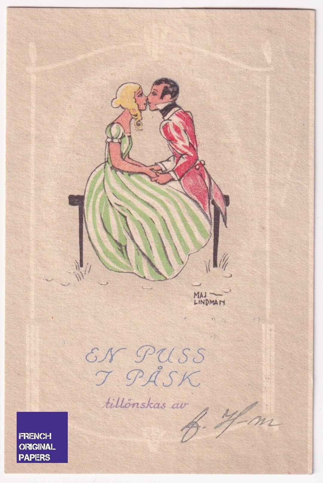 Maj Lindman Jan Happy Easter 1929 Small Old Greeting Postcard Vintage ...