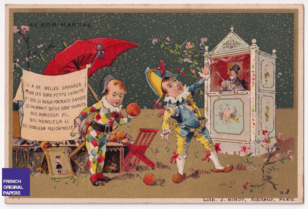 Guignol Puppet Theater / Harlequin & Polichinelle Victorian - Etsy