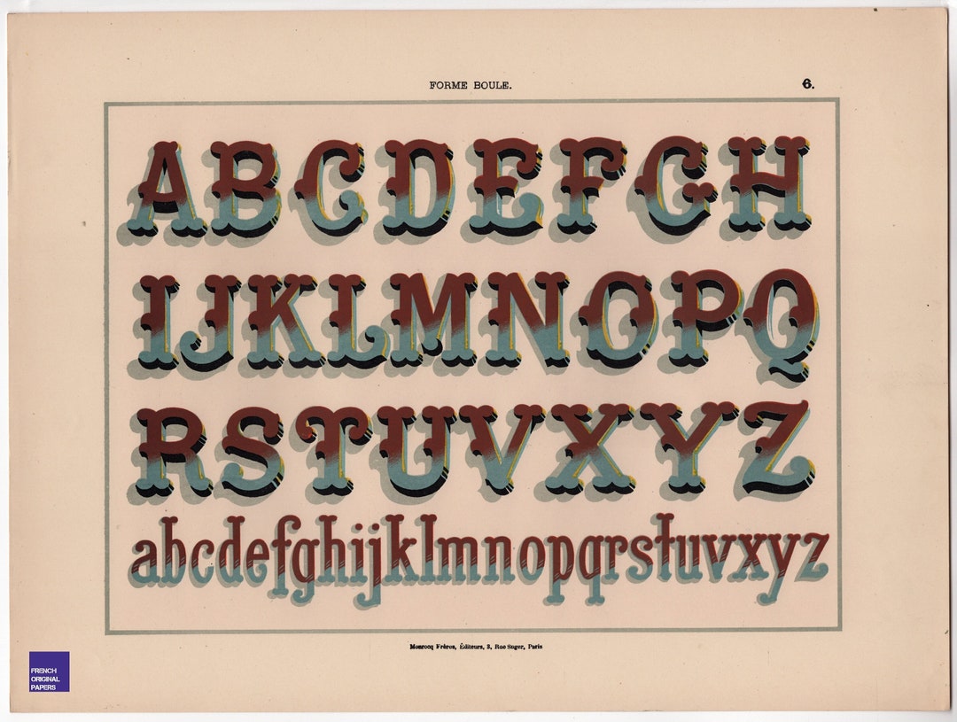 Ball Shape Alphabet / Superb Lithography Print 1895 - Painter ABC Font ...