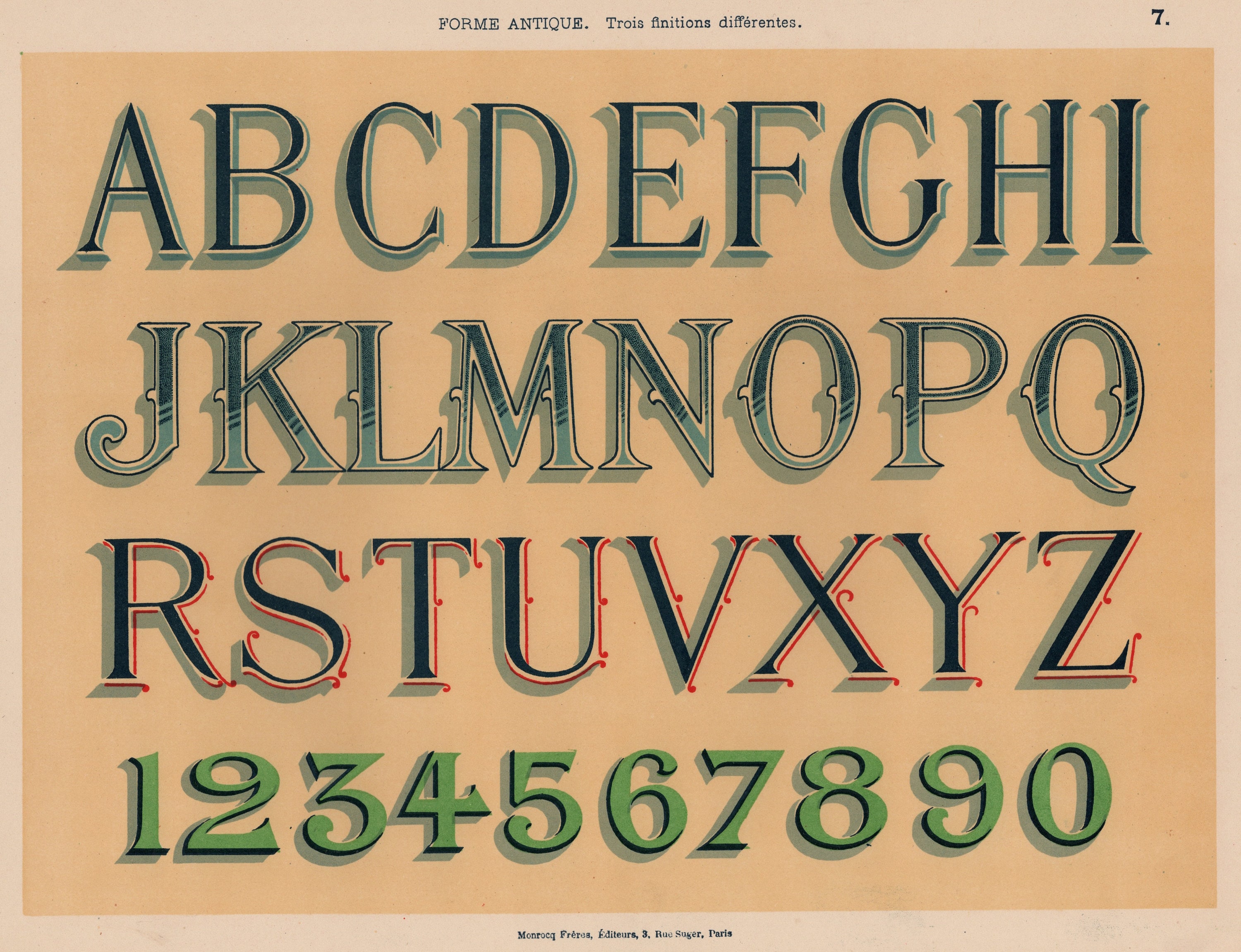 Antique Shape Alphabet / Superb Lithography Print 1895 Painter ABC Font ...