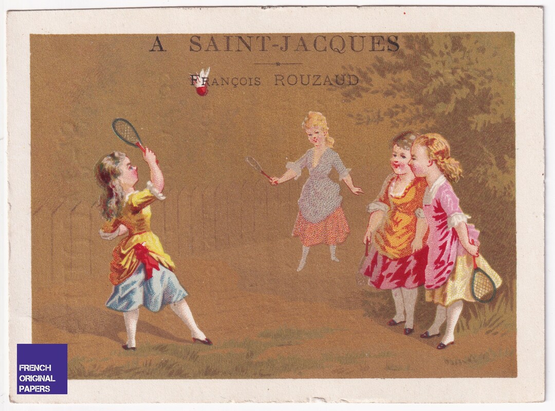 Badminton / Tennis lovely French Victorian Trade Card 1890 Advert Store ...