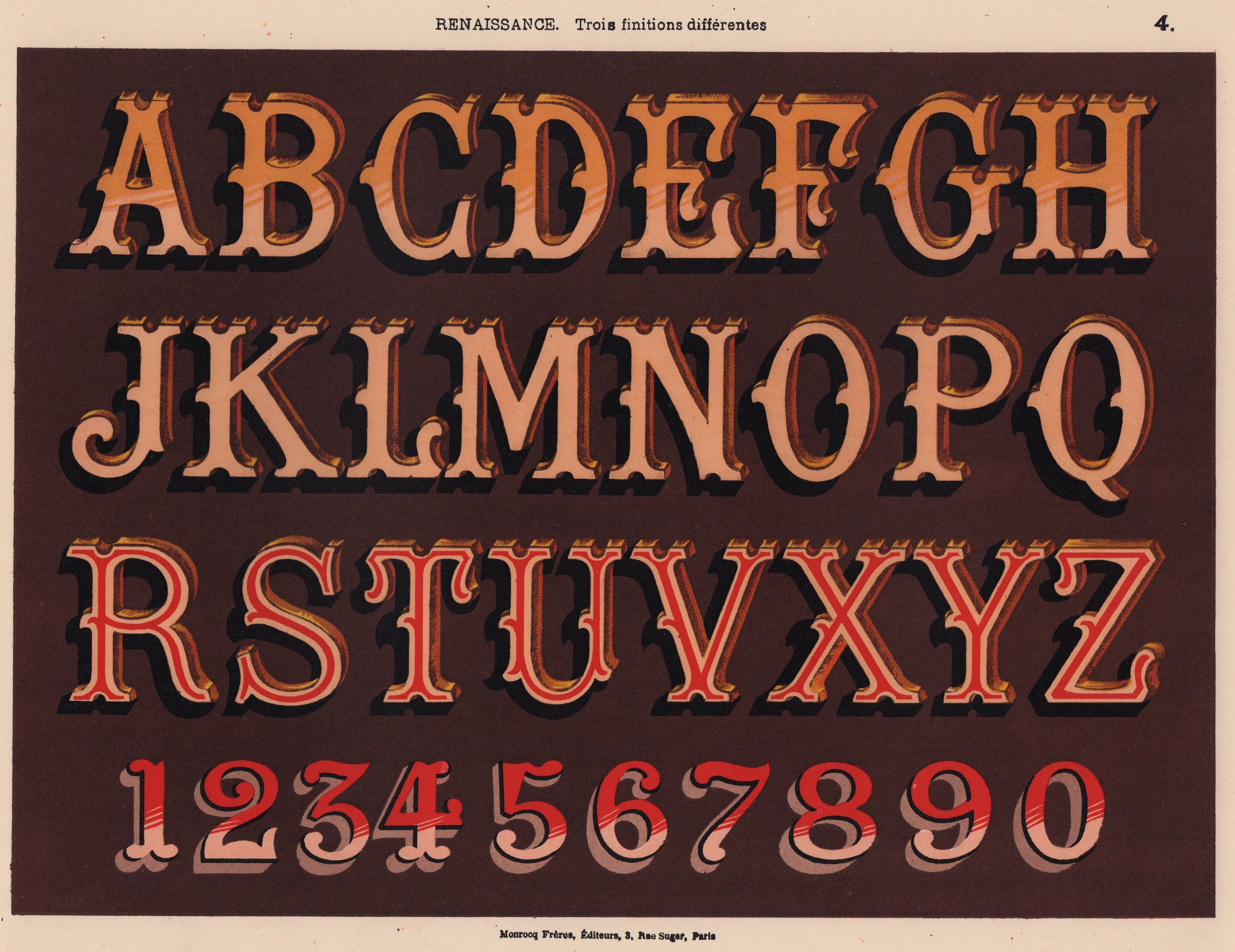 Renaissance Alphabet / Superb Lithography Print 1895 - Painter ABC Font ...