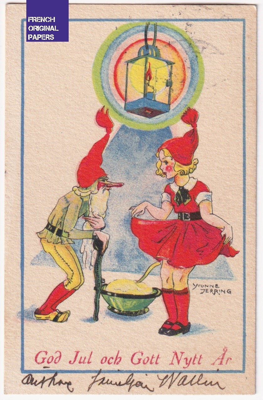 Yvonne Jerring Christmas & New Year Wishes 1930s lovely Small Old ...