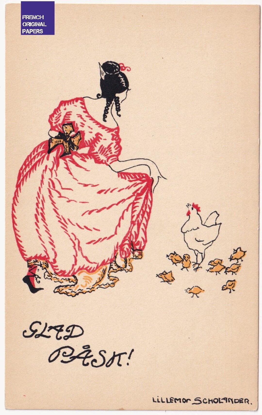 Happy Easter 1925/30s Artist Scholander Art Deco Swedish Greeting ...