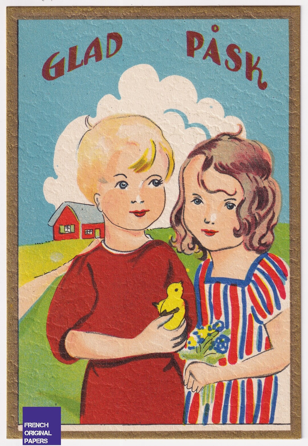 TOP glad Påsk / Happy Easter 1930/40s Old Small Unused Swedish Postcard ...