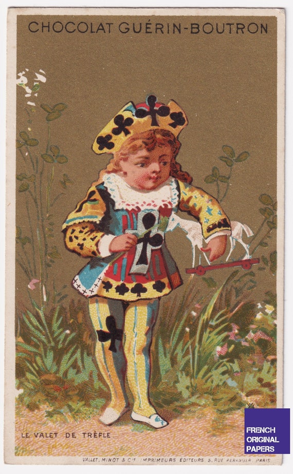 Jack of Clubs French Victorian Trade Card 1895 Guerin - Etsy