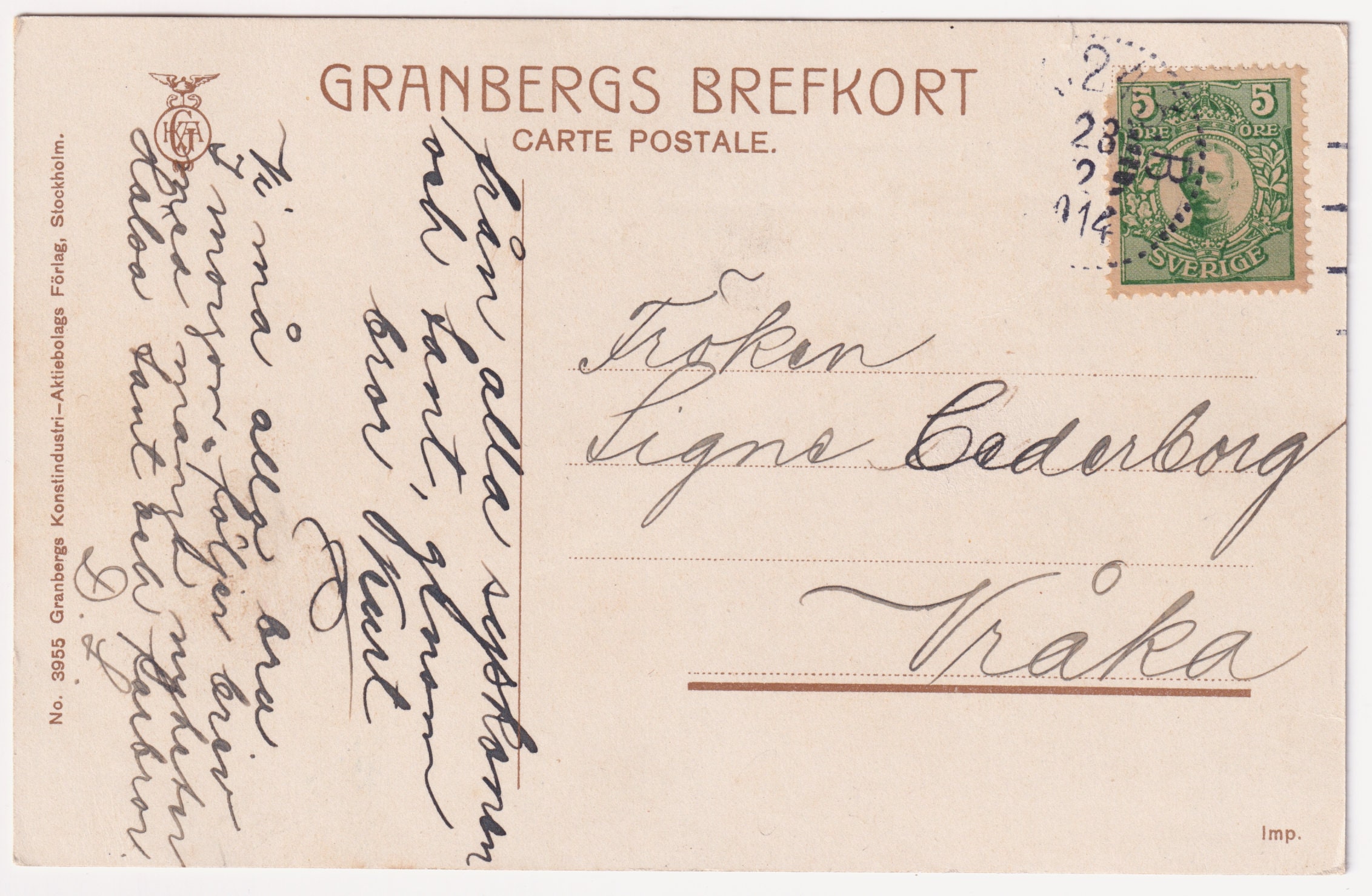 Congratulations 1914 Lovely Old Swedish Vintage Postcard Children Sweet ...