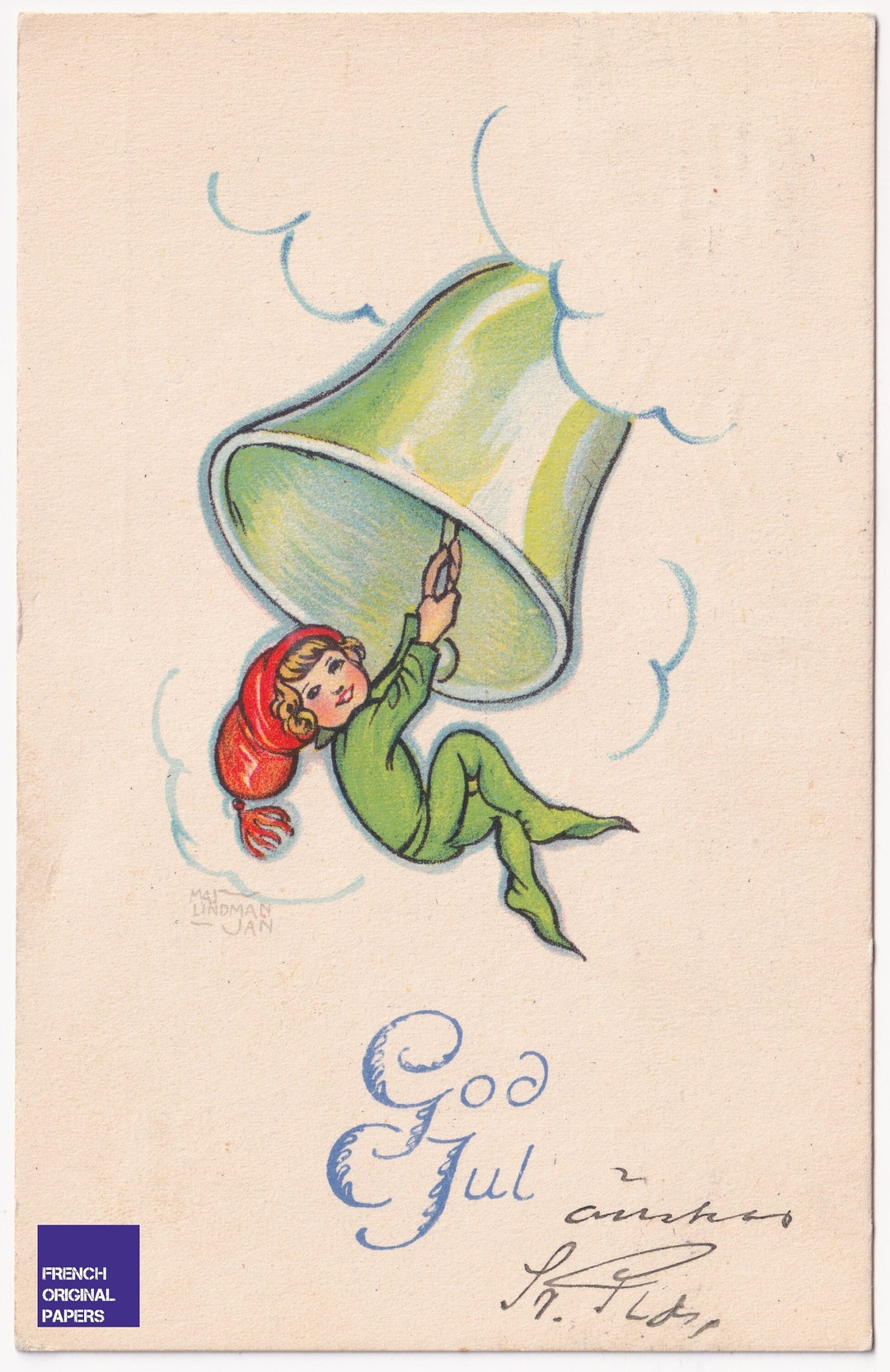 Maj Lindman Jan - Merry Christmas 1926 - SUPERB Old Greeting Postcard ...