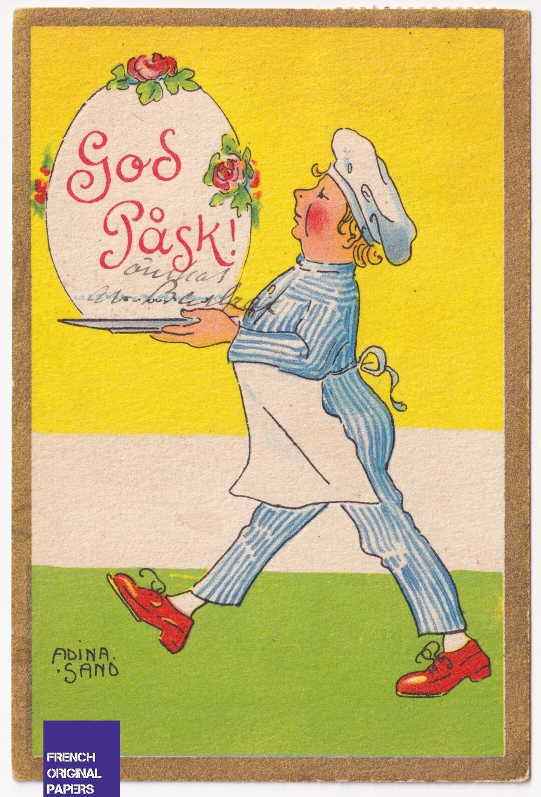 Adina Sand - God Påsk / Happy Easter 1940 - Lovely Old Small Swedish ...