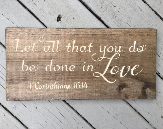 Bible Verse Wall Art Let All That You Do Be Done in Love 1 Corinthians ...