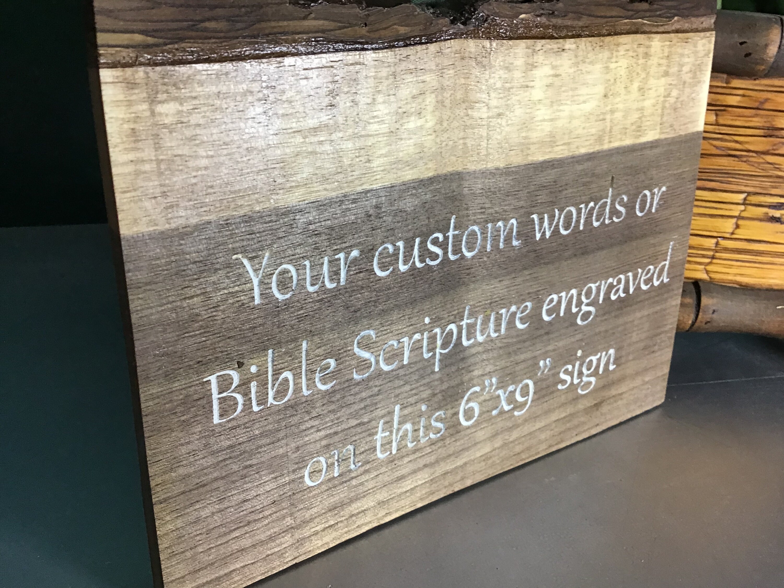 Custom live edge sign with white letter custom bible | Etsy