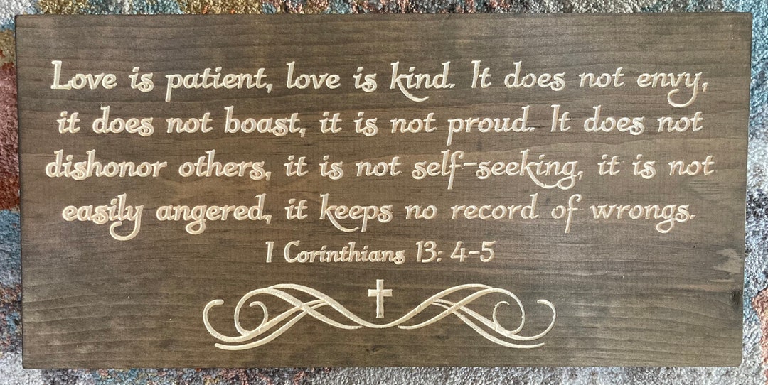 Bible Verse Wall Art, Love is Patient, Wood Sign Christian Wall Art ...