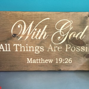 Bible Verse Wall Art Wood With God All Things Are Possible Christian ...