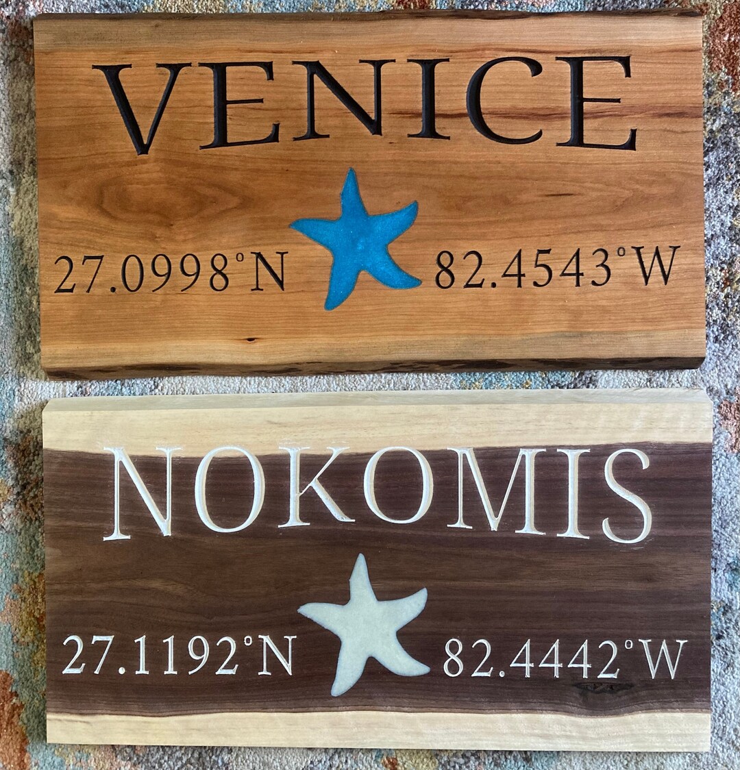 Custom City With Coordinates Sign, Venice Fl Coordinates Sign, Nokomis ...