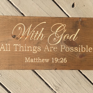 Bible Verse Wall Art Wood With God All Things Are Possible Christian ...