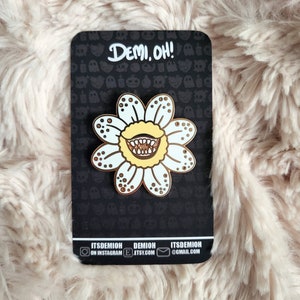 Daisy Enamel Pin, Flower Badge, Hard Enamel Pin, Spooky Pin, Creepy Pin ...