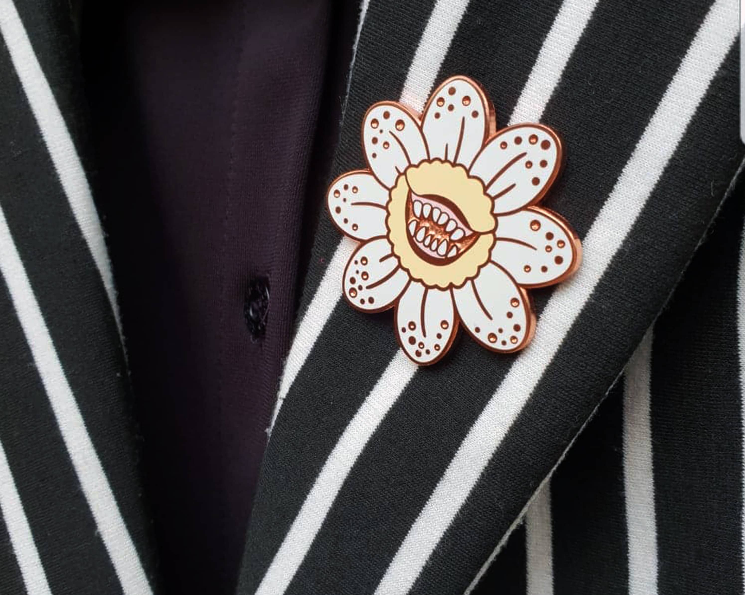 Daisy Enamel Pin Flower badge Hard enamel pin spooky pin | Etsy