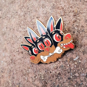 Cerberus Enamel Pin, Dog Pin, Puppy Badge, Hard Enamel Pin, Matte Gold ...