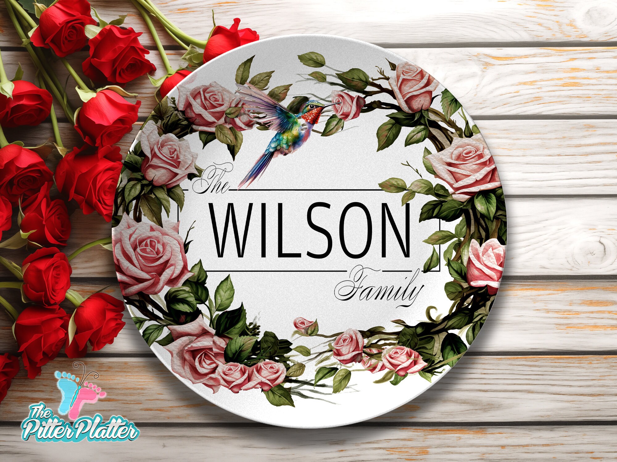 Personalized Last Name Serving Platter, Rose Platter, Wedding Gift ...