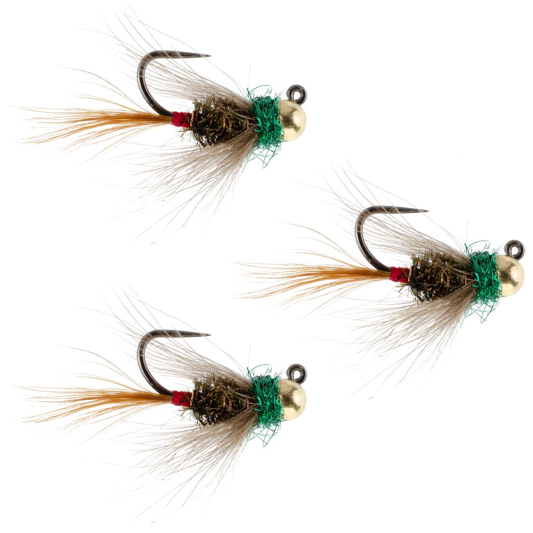 3-pack Tactical CDC Frenchie Jigged Tungsten Bead Head Nymph Fly ...