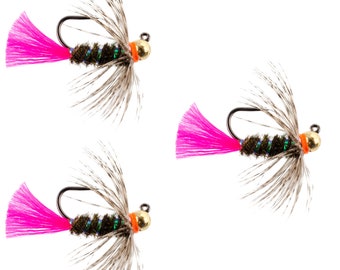 3-pack Tactical Gasolina Perdigon Jigged Tungsten Bead Head Nymph Fly ...