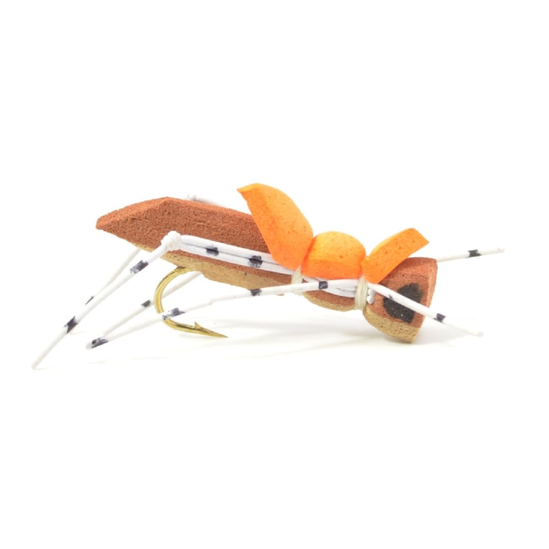 3-pack Morrish Hopper Foam Body Grasshopper Dry Fly - Brown Tan Body - Hook Size 10 - Hand Tied ...
