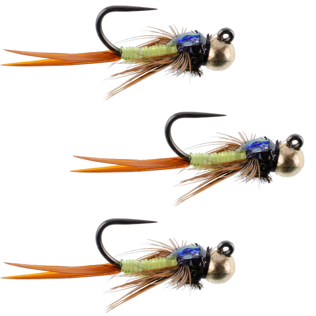3-pack Tactical Chartreuse Copper John Jigged Tungsten Bead Head Nymph ...
