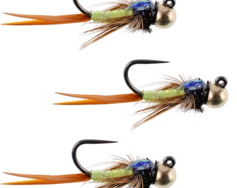 3-pack Tactical Gasolina Perdigon Jigged Tungsten Bead Head Nymph Fly ...