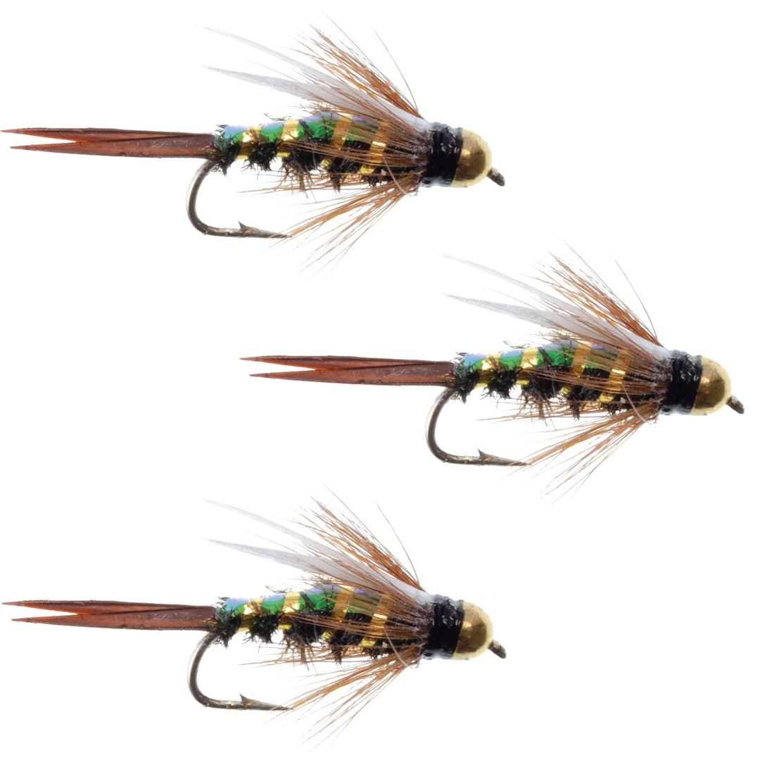 3-pack Tungsten Bead Prince Flashback Bead Head Nymph Fly - Trout and ...