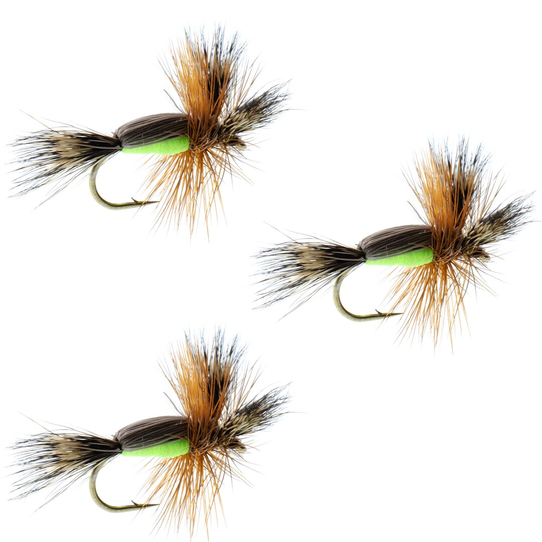 3-pack Chartreuse Humpy Classic Dry Fly - Hand Tied Fly Fishing Trout Flies - Etsy