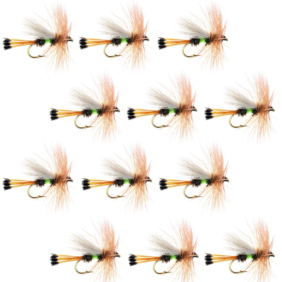 1 Dozen Lime Royal Trude Hair Wing Dry Fly - Hand Tied Fly Fishing ...