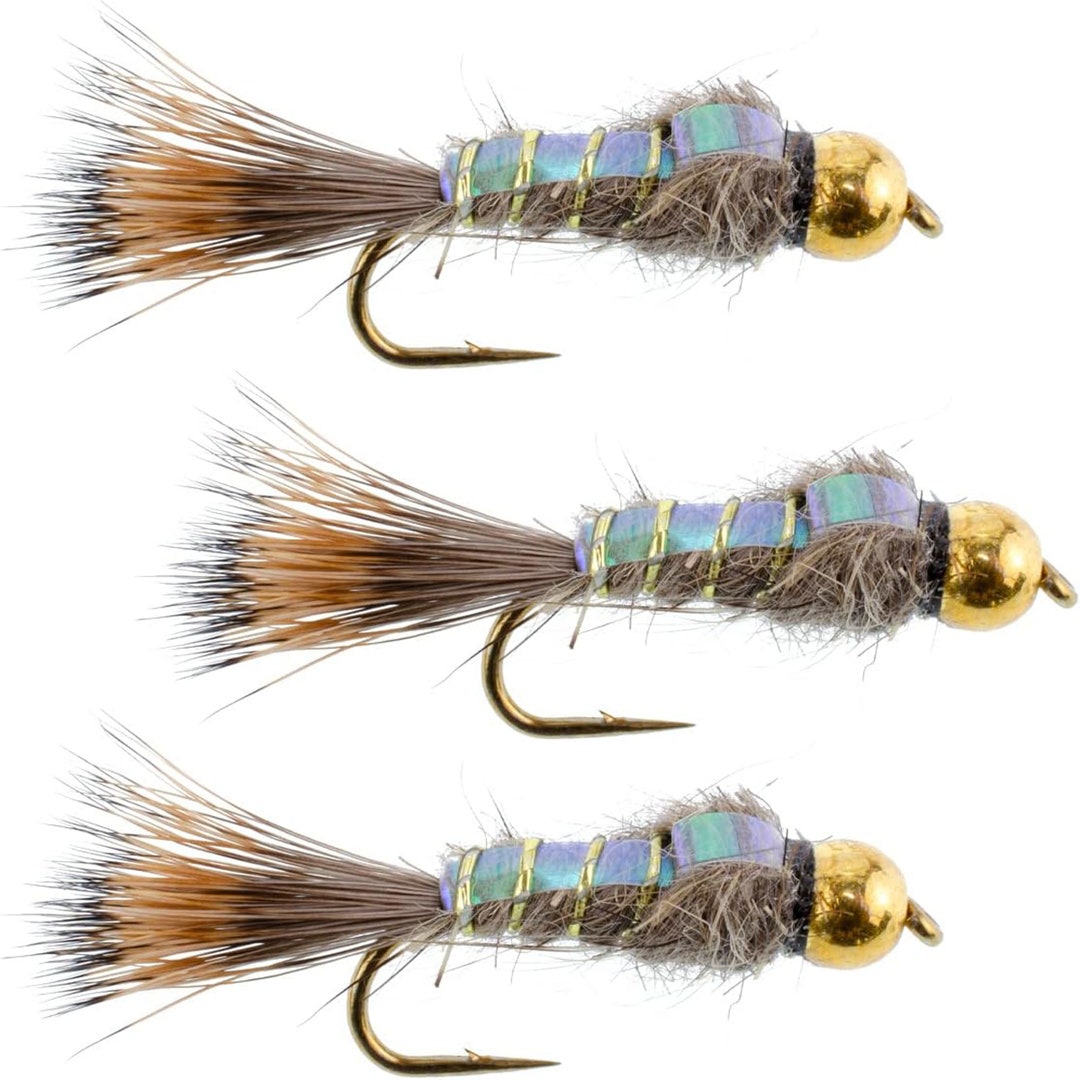3-pack Tungsten Bead Hares Ear Flashback Bead Head Nymph Fly - Trout and Panfish Fly Fishing ...
