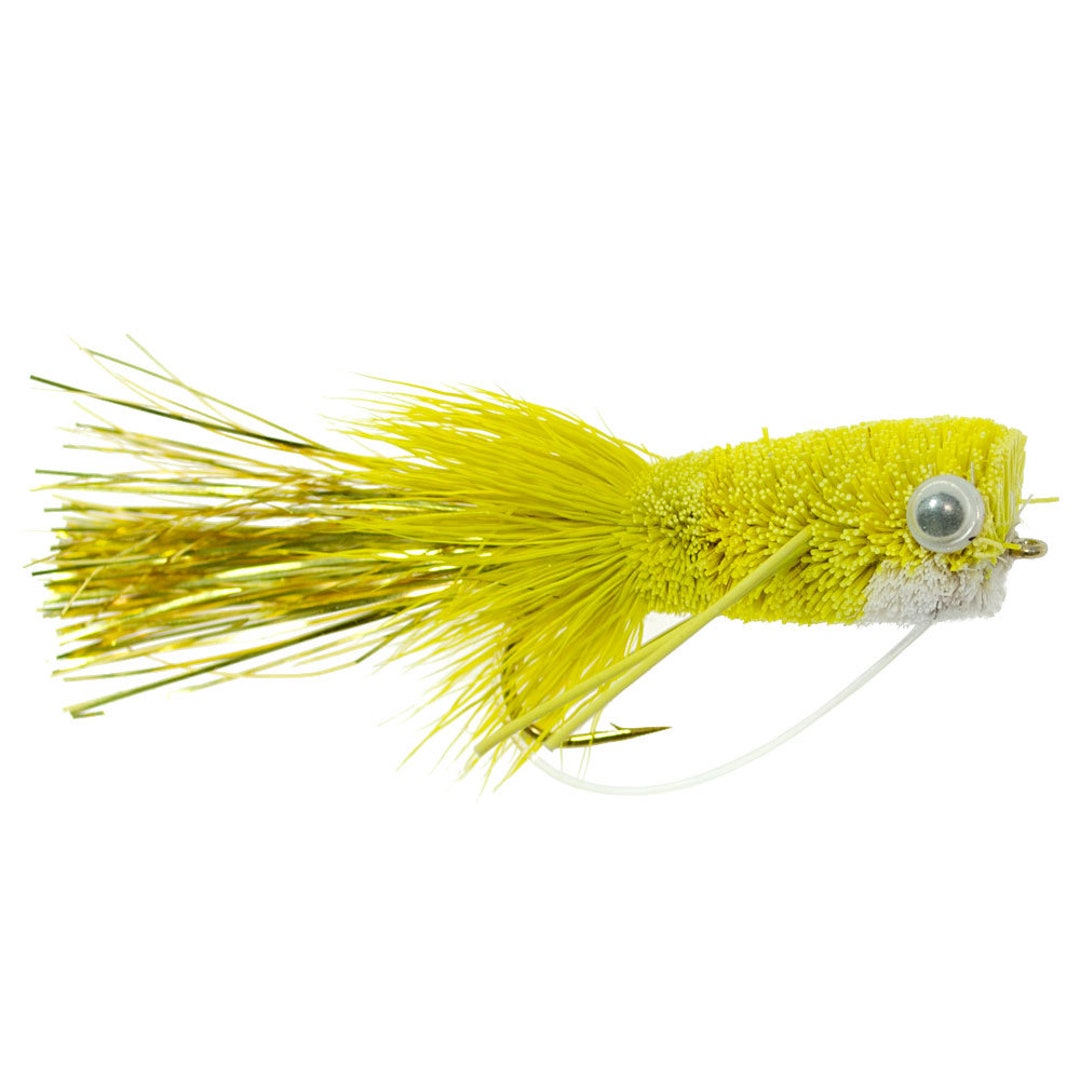 2-pack Bass Deer Hair Popper Fly Fishing Bug Yellow - Hook Size 8 ...