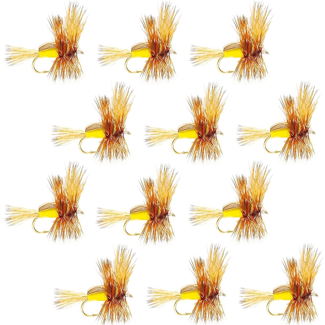 1 Dozen Yellow Humpy Classic Dry Fly - Hand Tied Fly Fishing Trout ...