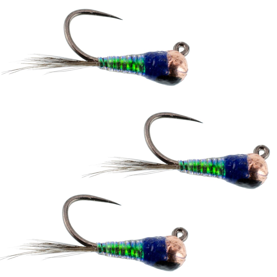 3-pack Tactical Gasolina Perdigon Jigged Tungsten Bead Head Nymph Fly ...