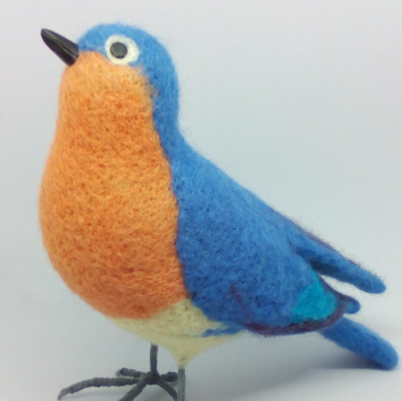 Felted Wool Birds Felted Easten Bluebird Lovebird Decor Faux - Etsy