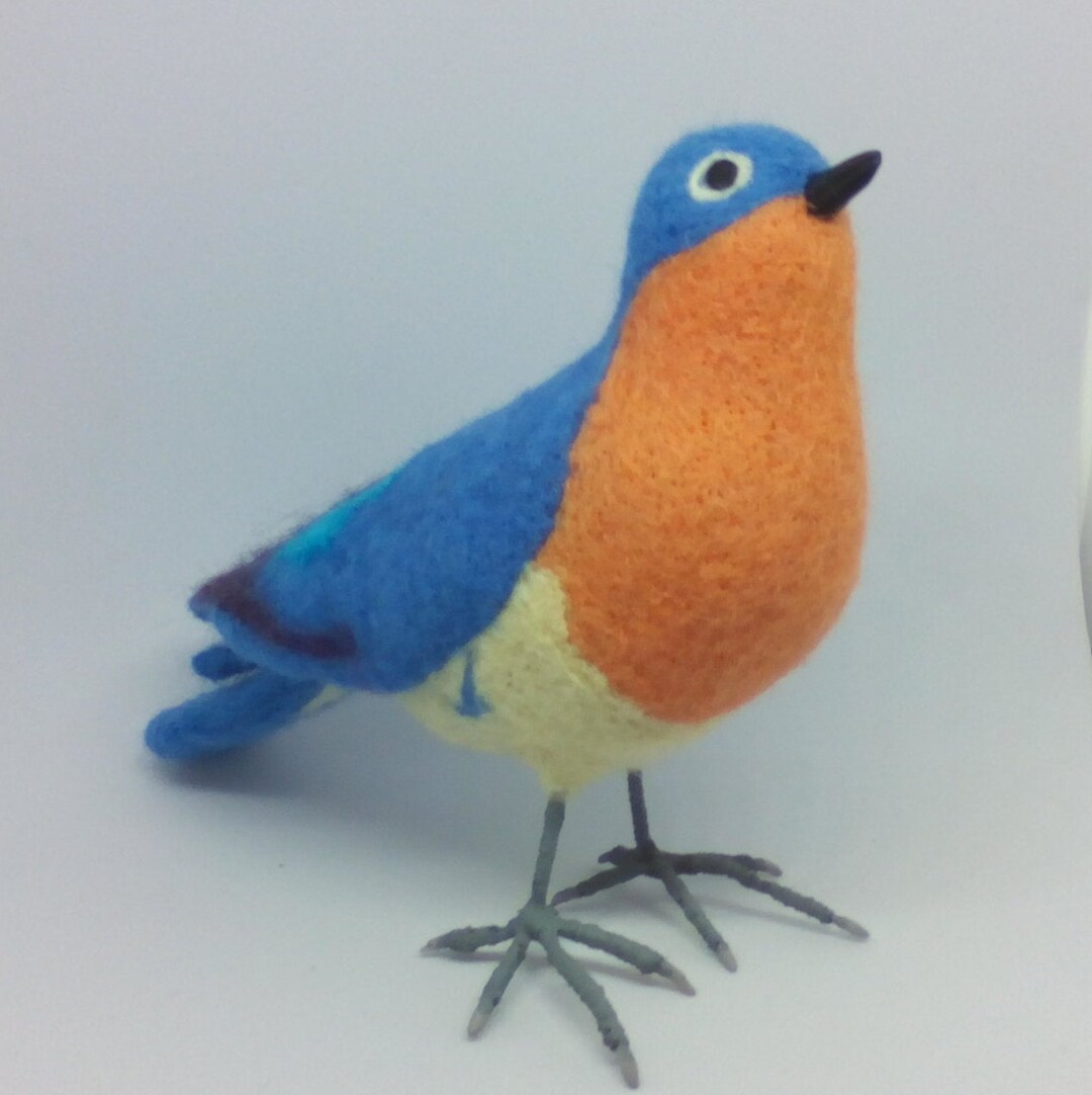 Felted Wool Birds Felted Easten Bluebird Lovebird Decor Faux - Etsy