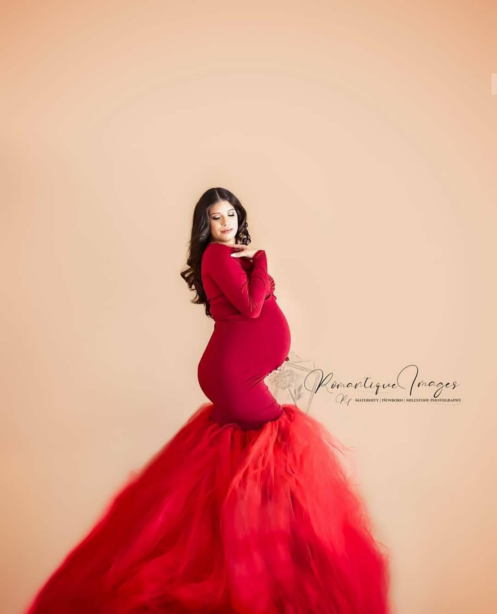 Red TULLE DRESS Stripe Flowy Tutu Soft Jersey Long Sleeves | Etsy