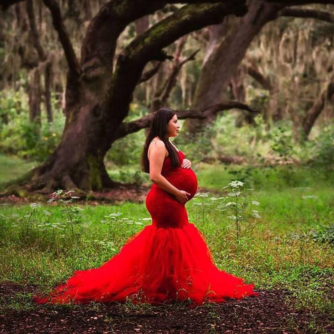 Red TULLE DRESS Stripe Flowy Tutu/lace Closed/non Sheer/ Maternity ...