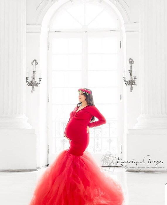 Red TULLE DRESS Stripe Flowy Tutu Soft Jersey Long Sleeves - Etsy