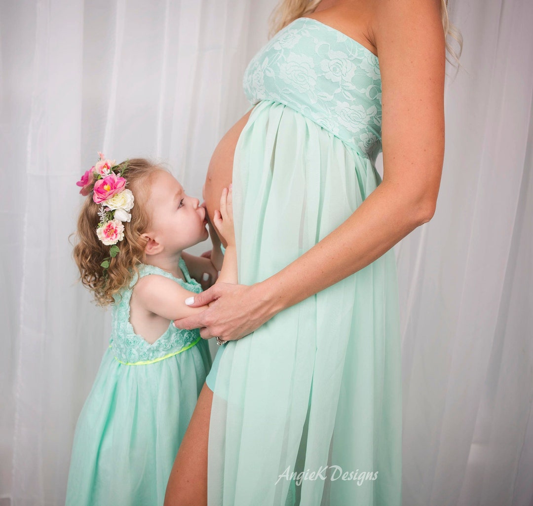 SEAFOAM Set With Underwea/beach Gown/chiffon Elegant Maternity Dress ...