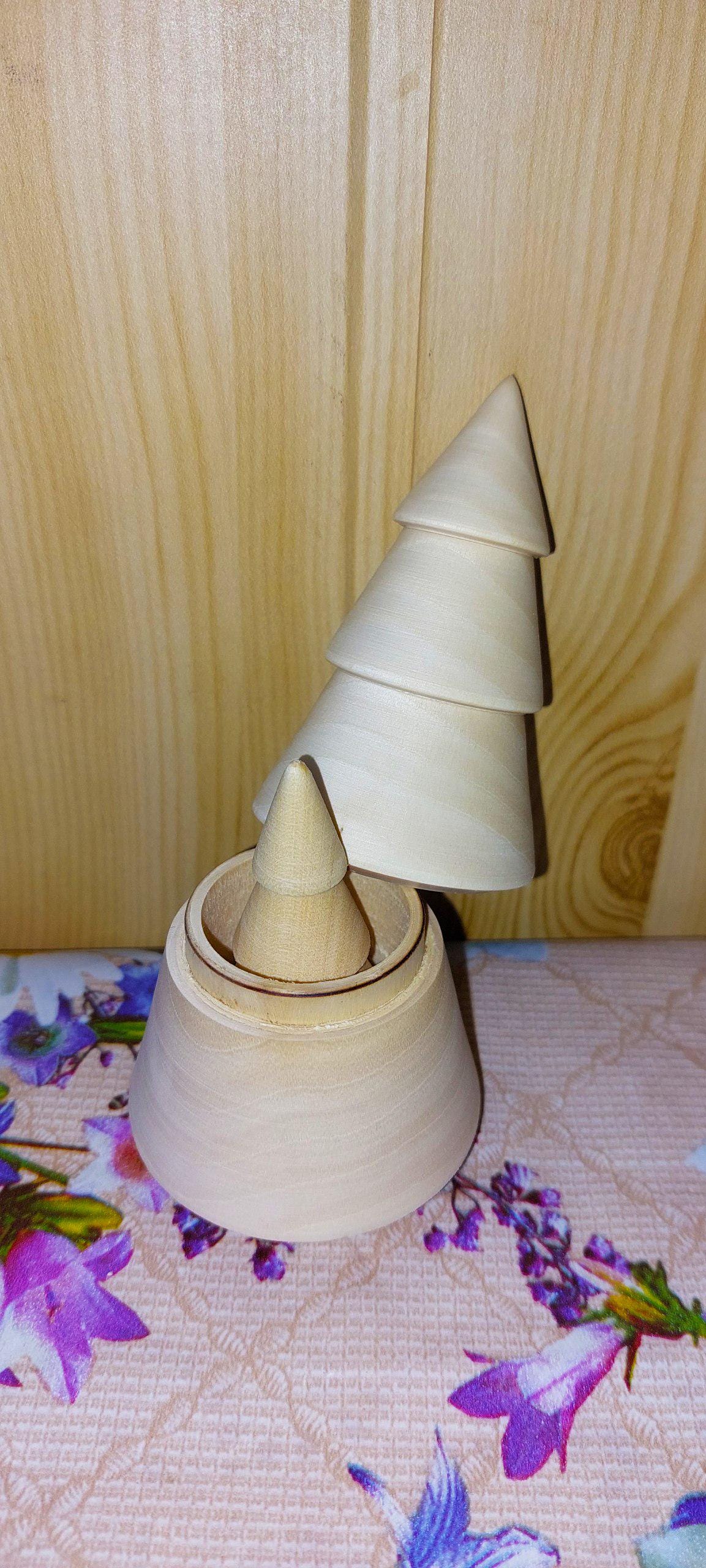 Box With a Christmas Tree Inside a Christmas Tree. Set of Two Wooden ...