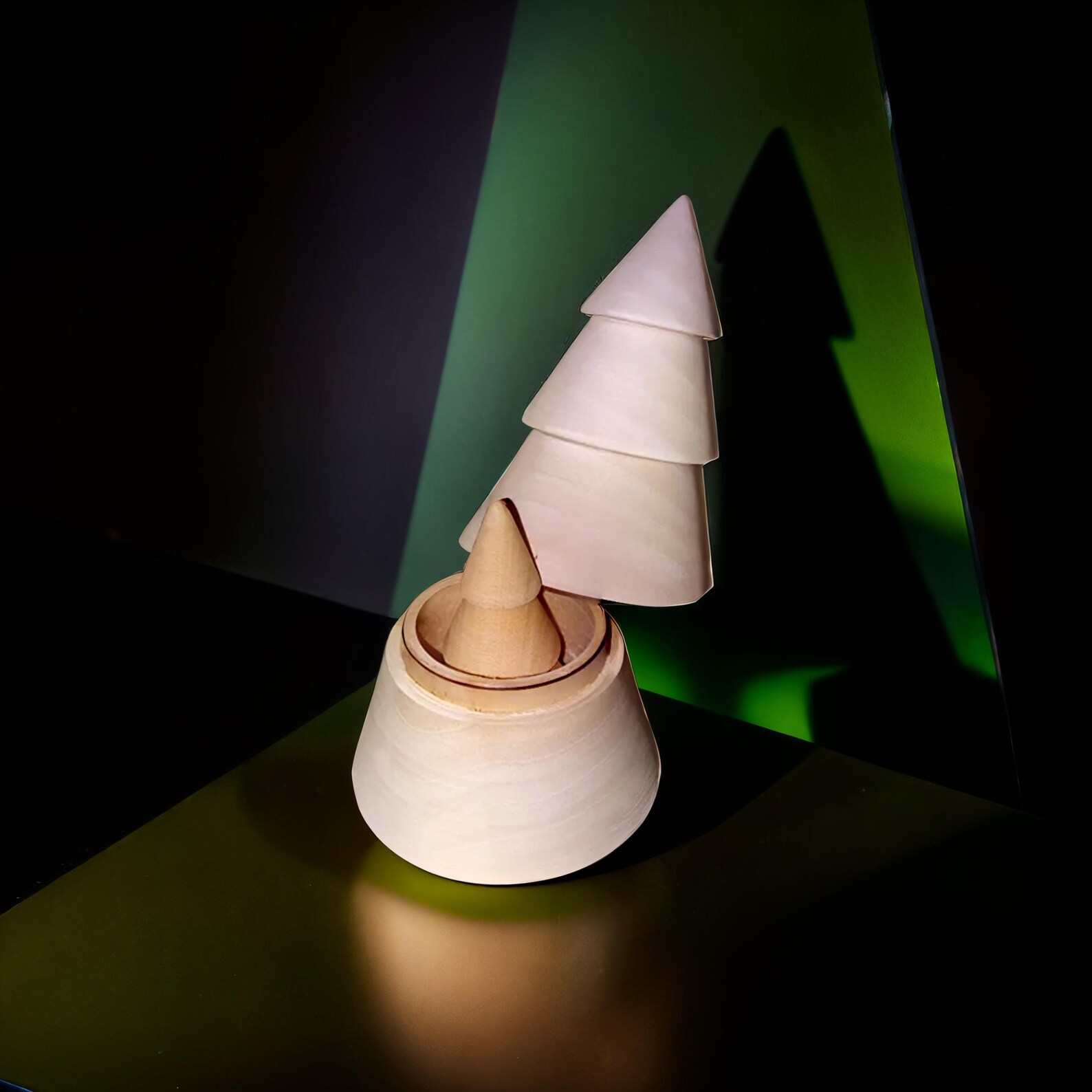 Box With a Christmas Tree Inside a Christmas Tree. Set of Two Wooden ...