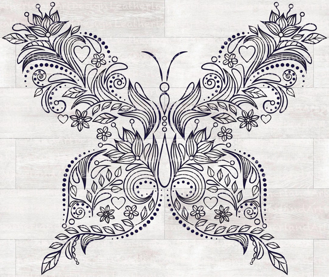 Floral Butterflies SVG, Butterfly Design Svg, Png, Eps, Dxf, Ai, Pdf ...