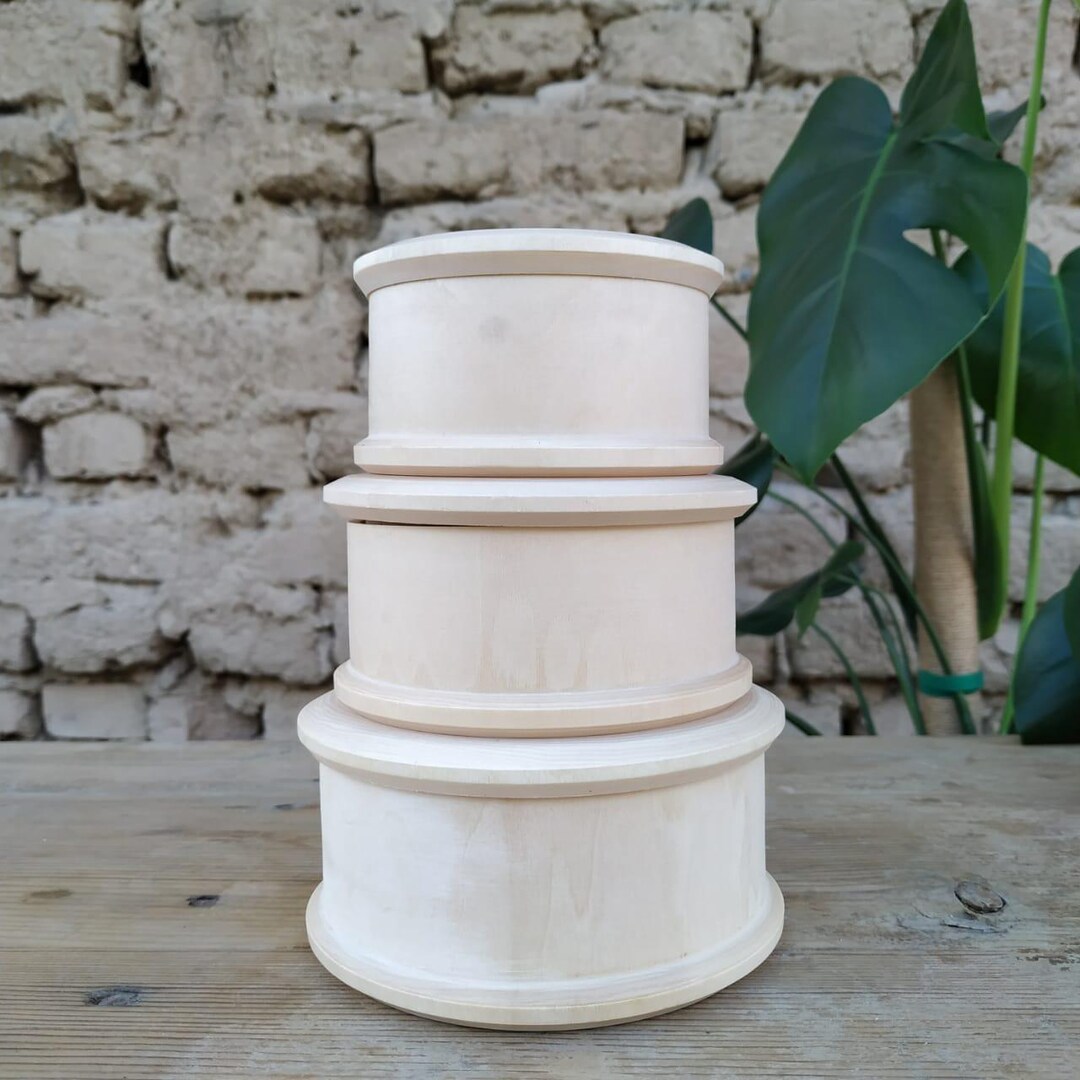 Linden Wood Craft Blanks - Round Boxes With Rim - 3 Sizes - Etsy