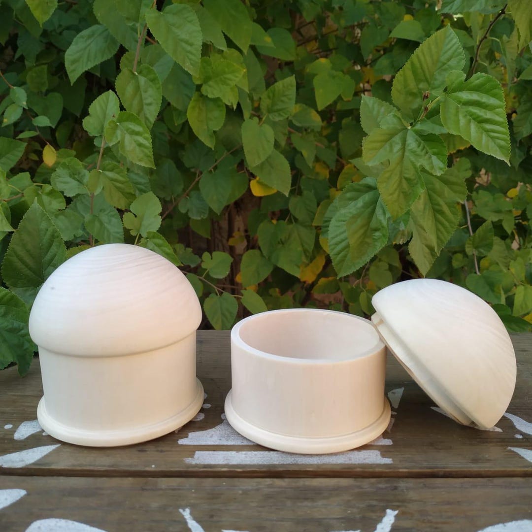 Unfinished Round Wooden Craft Box for DIY Projects – 9 Cm Diameter ...