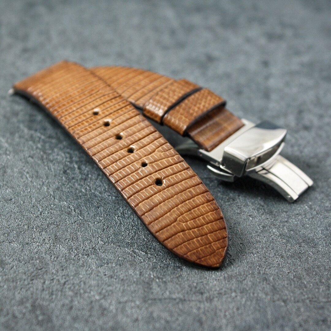 20mm Genuine Lizard Leather Watch Strap - Handcrafted Replacement Band ...