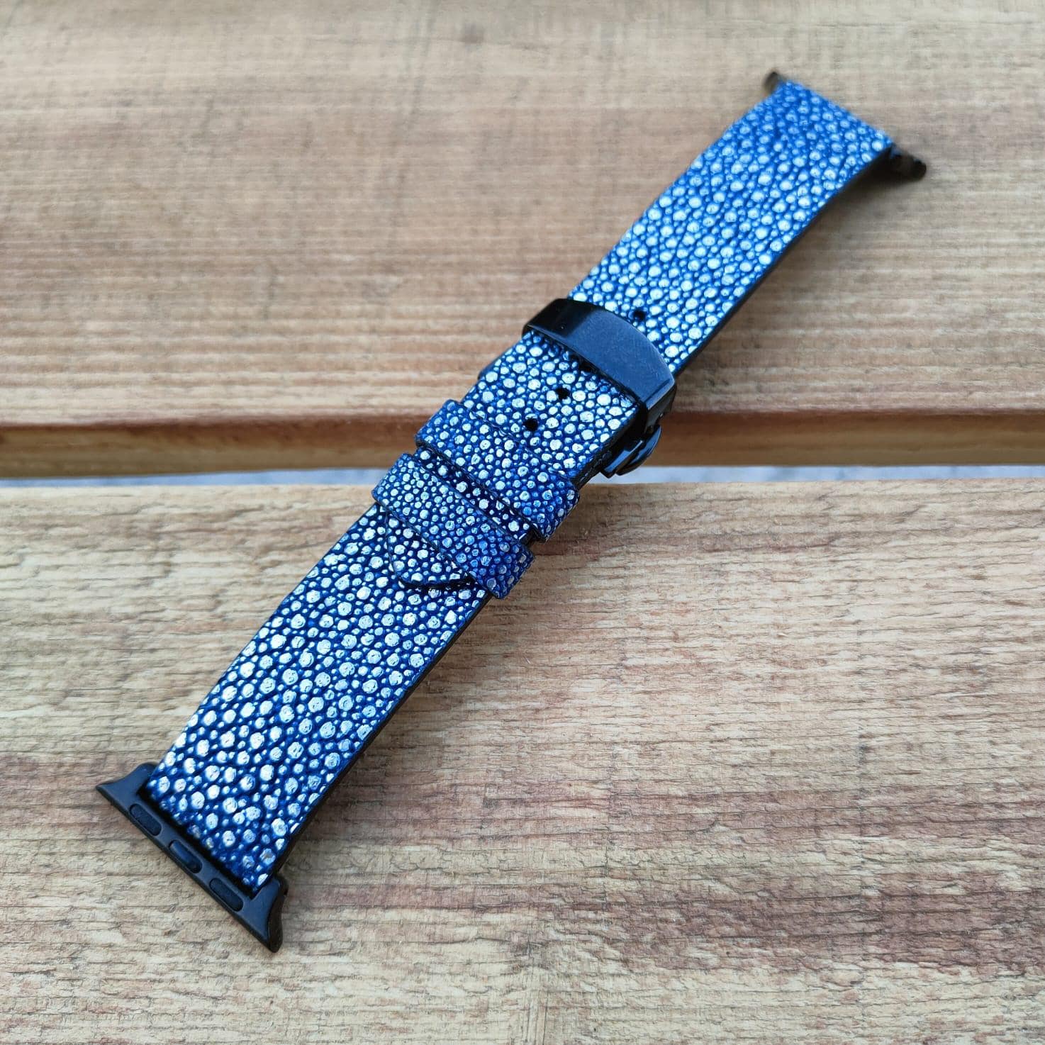 Custom Stingray Leather Watch Strap / Sparkling Denim Stingray Watch ...