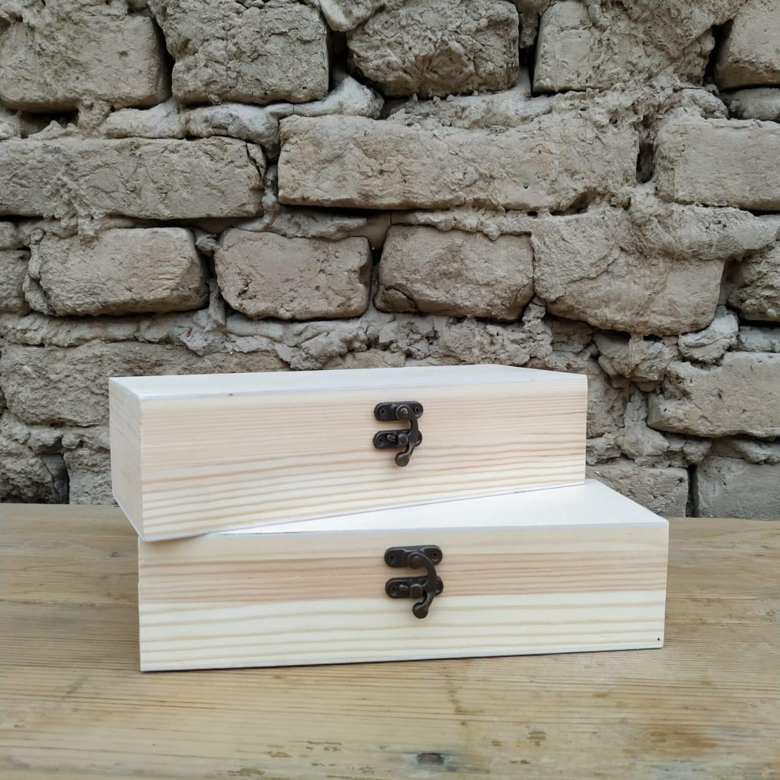 Wooden Storage Box With Compartments | Natural Pine Organizer for ...