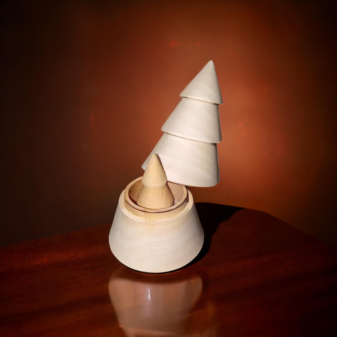 Box With a Christmas Tree Inside a Christmas Tree. Set of Two Wooden ...